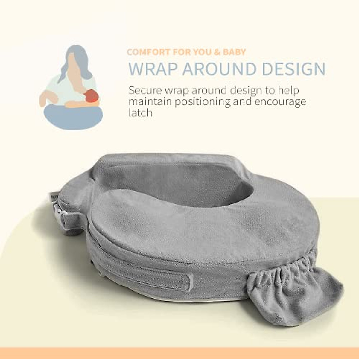 My Brest Friend Deluxe Nursing Pillow for Breastfeeding & Bottle Feeding, Enhanced Posture Support, Double Straps & Removable Extra Soft Slipcover, Evening Grey