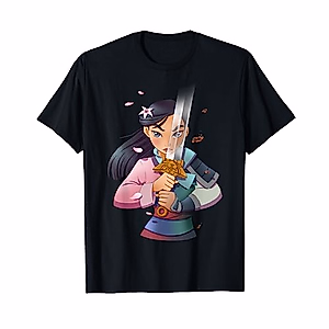 Disney Mulan Anime Half Girl Half Warrior Graphic T-Shirt T-Shirt