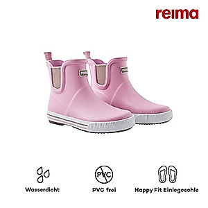 Reima Ankles Waterproof Low Cut Rain Boots Outdoor Rubber Boot for Kids, Light Pink, 12/12.5 Little Kid