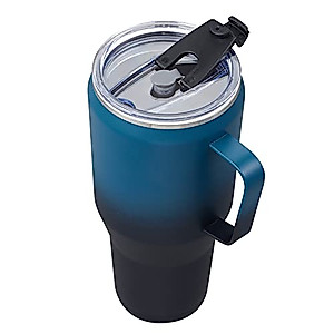 GOBATT 1 pack 40 oz Tumbler with Handle and Straw Lid，Reusable Stainless Steel Double Vacuum Insulated Travel Mug Iced Coffee cup ，Keep Cold for 24 Hours, navy black