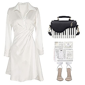 Women's Piano Shape Crossbody Bag Punk Style Top Handle Purses Handbag Satchel Bag