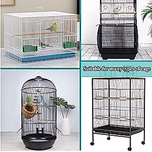 ASOCEA Bird Cage Seed Catcher,Universal Bird Cage Cover Skirt,Adjustable Parakeet Cage Nylon Mesh Netting for Round Square Cages Prevent Scatter and Mess- Black 78.7Inch (Not Include Birdcage)