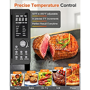 Nuwave Bravo Pro Smart Air Fryer Toaster Oven Combo, Airfryer Convection Oven Countertop, 12-in-1 Functions with Quicker & Even Crisp Technology, 1800W, 50-450°F, PFAS-Free, 21QT, Black
