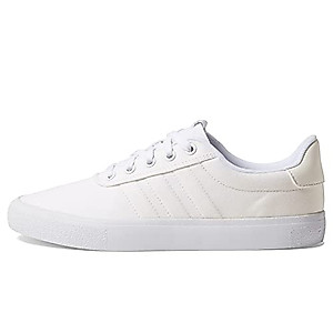 adidas Women's Vulc Raid3r Skate Shoe, White/White/Silver Metallic, 8