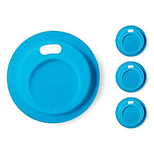 Jarware Blue 82671 Regular Mouth Drink Lid, Set of 4, Without Straws