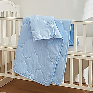 Down Alternative Toddler Quilt Comforter Super Soft Design for Baby Boys Girls, Breathable Quilted Crib for Winter Nap Sleeping Nursery Bed Light Blanket - 39”x59” Blue