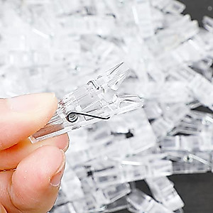 DIYASY 100 Pcs Mini Clear Plastic Clothespins,1.4 Inch Photo Clips,Transparent clothpins for Pictures and Photo Hanging.