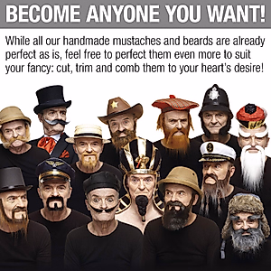 Mustaches Self Adhesive Fake Mustache, Novelty, Walrus False Facial Hair for Adults, Costume Accessory for Halloween, Brown Color