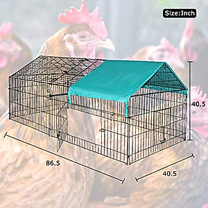 BestPet 87" x 41"Large Metal Chicken Coop Run Enclosure Pen with Waterproof Cover Outdoor Backyard Farm Cage Crate Pet Playpen Exercise Pen for Rabbit Duck Hen