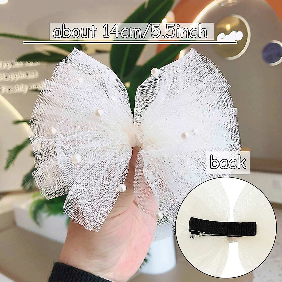 Baby Girl Pearl Bow Hair Clip First Communion Hair Accessories for Women Sweet Cute Bridal Wedding Photo Daily Wearing Party Decoration(1pcs)