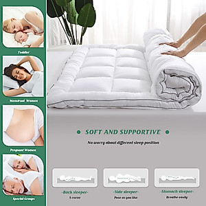 GRT Pillowtop Mattress Topper King Size, Rayon from Bamboo Mattress Cover Padded with 900gsm 3D Snow Down Alternative Filling, Extra Thick Mattress Pad King for Back Pain