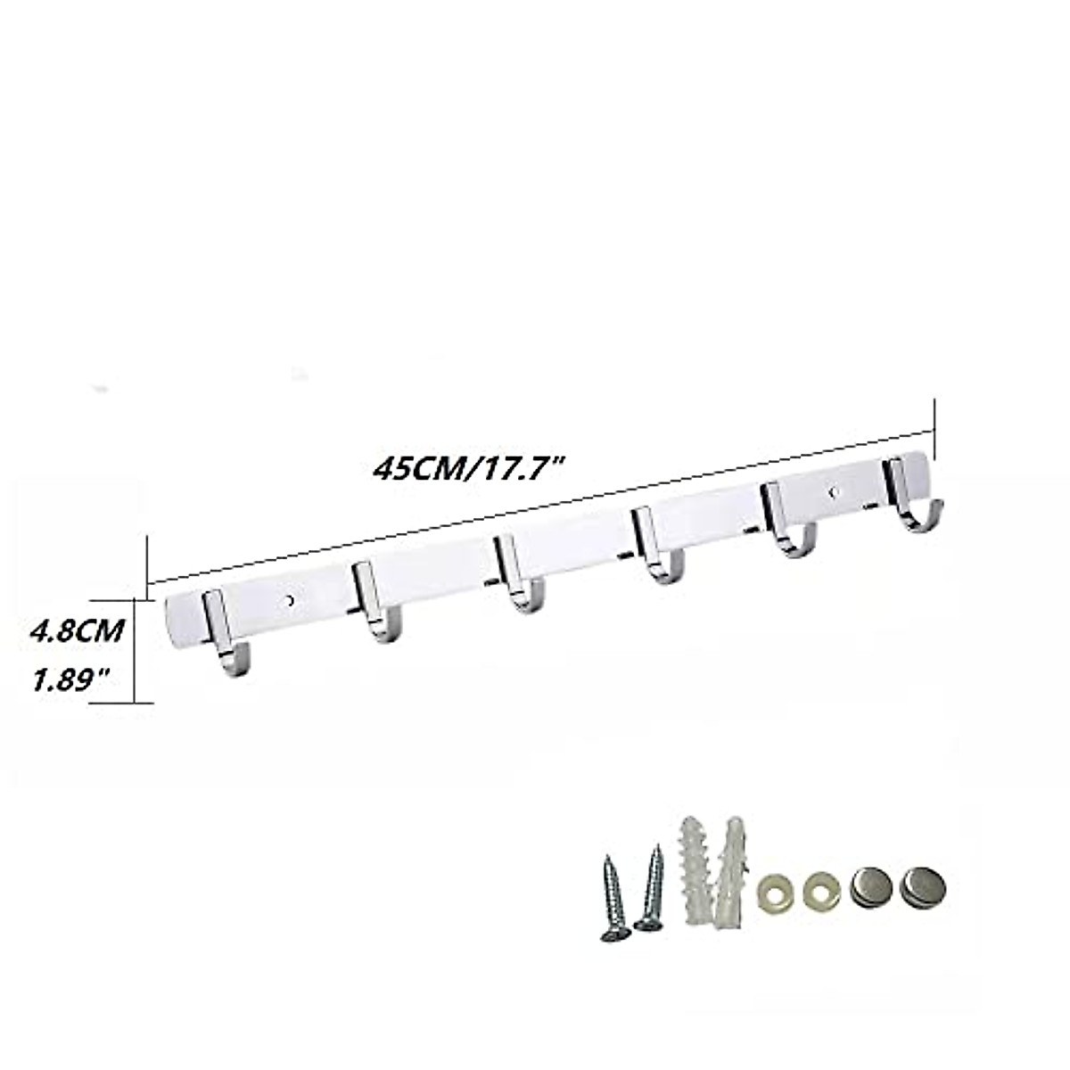 HSXJJ Wall Mounted Coat Hook Rack 304 Stainless Steel Towel Rack and Key Rack, Wall Mounted 6 Square Coat Hooks