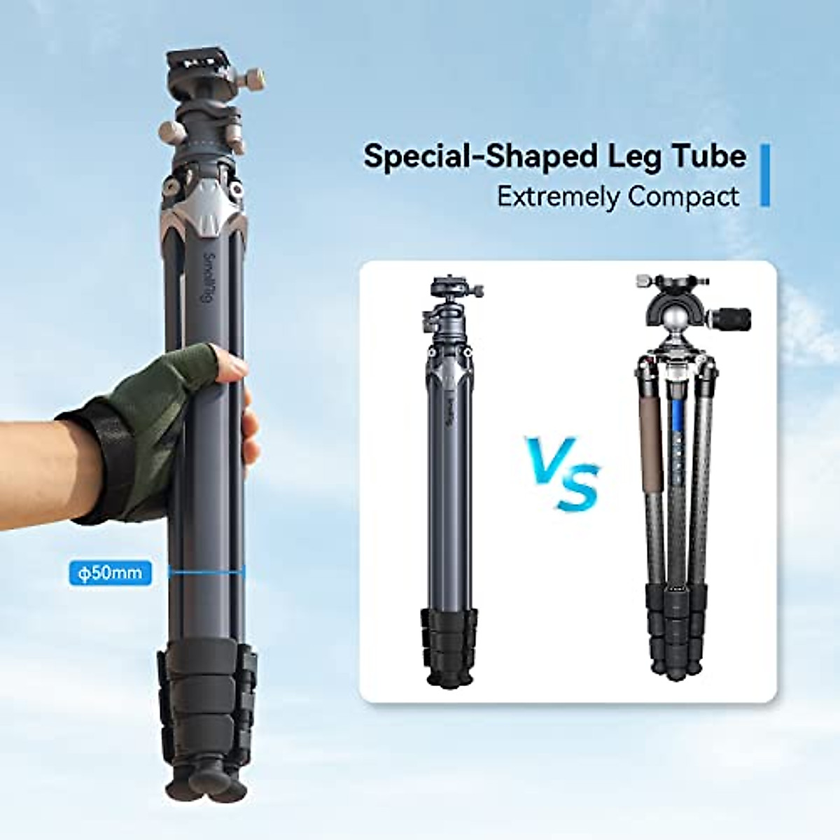 SmallRig Lightweight Travel Tripod AP-01 with Compact Structure, 360° Ball Head, Quick Release Plate, Travel Bag, Load up to 33 lbs/15 kg, for Canon for Nikon for Sony for DSLR-3987