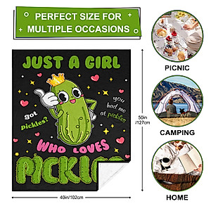 Jepufo Pickle Gifts Blanket, Pickle Gifts for Pickle Lovers, Funny Pickles Gifts for Kids, Just a Girl Who Loves Pickles Blanket, Best Pickle Gifts Birthday Christmas Ideas Blanket 40"X50"