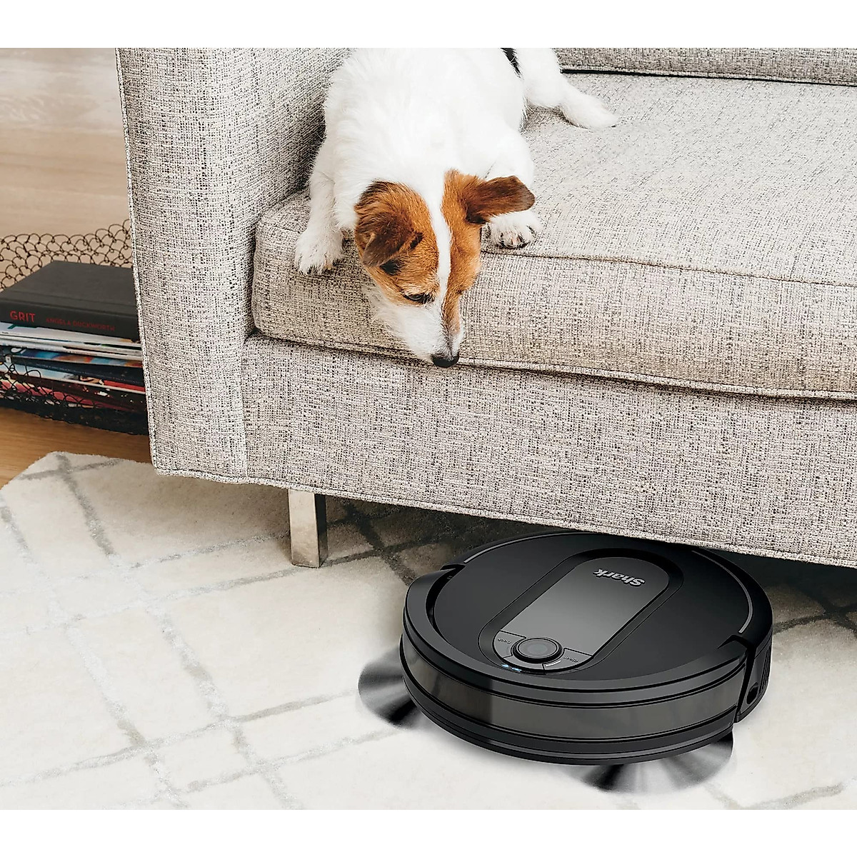 Shark IQ Wi-Fi Robot Vacuum w/ Self-Empty Base & Self-Cleaning Brushroll QR1000 (Renewed) (Black)