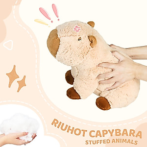 Riuhot Cute Capybara Plush Pillows Kawaii Soft Capybara Stuffed Animals Capybara Plushie Birthday Christmas Valentine's Day Gift for Kids(9in)