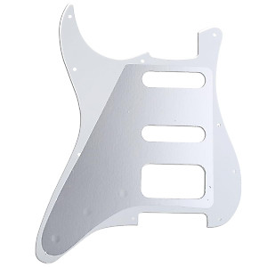 Musiclily Pro 11-Hole Round Corner HSS Guitar Strat Pickguard for USA/Mexican Stratocaster 3-screw Humbucking Mounting Open Pickup, 3Ply White