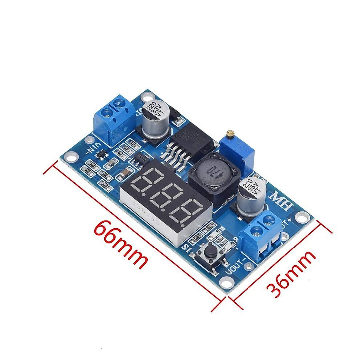 QEBIDUM 2 Pack LM2596 Buck Converter, Switching Regulator Module DC to DC Voltage Step Down Synchronous Adjustable 36V 24V to 12V 5V DIY LM2596S Power Supply Stabilizer Circuit with LED Display