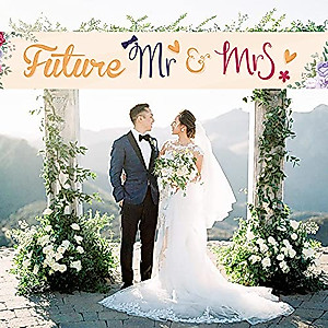 Future Mr & Mrs Large Banner Sign,Decorations Supplies For Engagement Bridal Shower Bride And Groom Party,Bachelorette Party Decor Lawn Sign Yard Sign 9.8x1.6ft