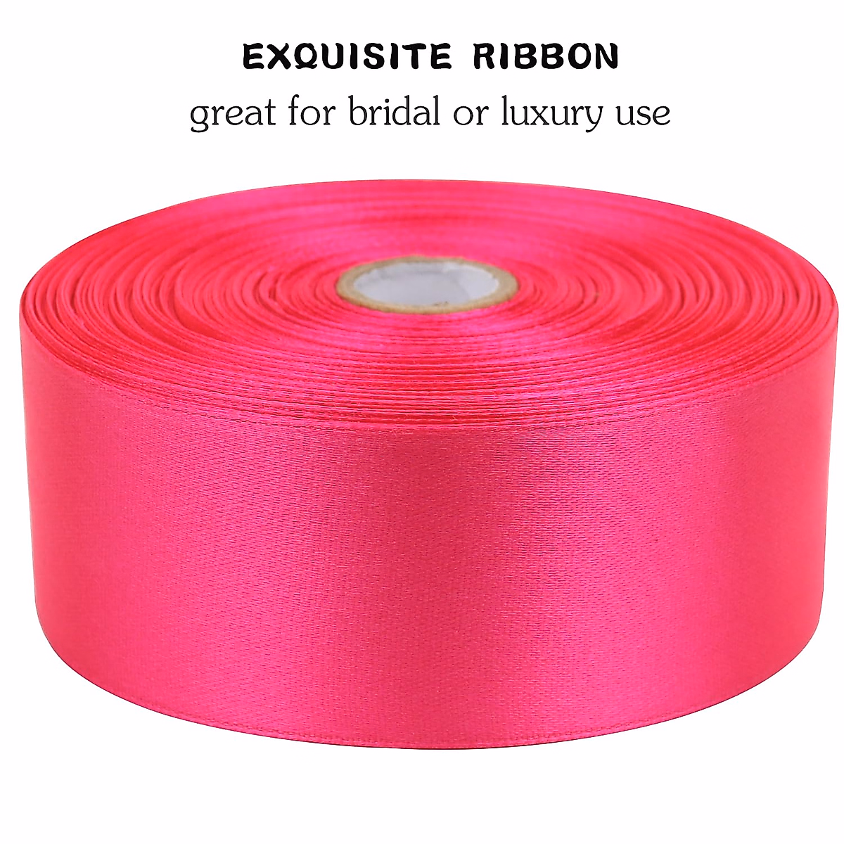 RIUNBB Hot Pink Solid Satin Ribbon 1-1/2 Inch 50 Yards Solid Polyester Fabric Ribbon for Gift Wrapping Wedding Christmas Baby Shower Birthday Party Decoration Handmade Immortal Flower Craft