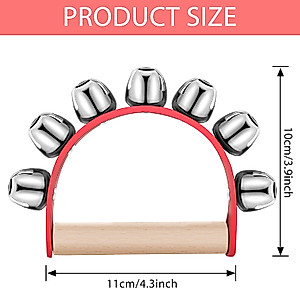 6 Pieces Christmas Caroling Sleigh Bells Handheld Sleigh Bells Instrument Handheld Jingle Ring Sleigh Bells Musical Bell Instrument Wooden Handle Bells for Christmas Valentines Crafts Decor (7 Bells)