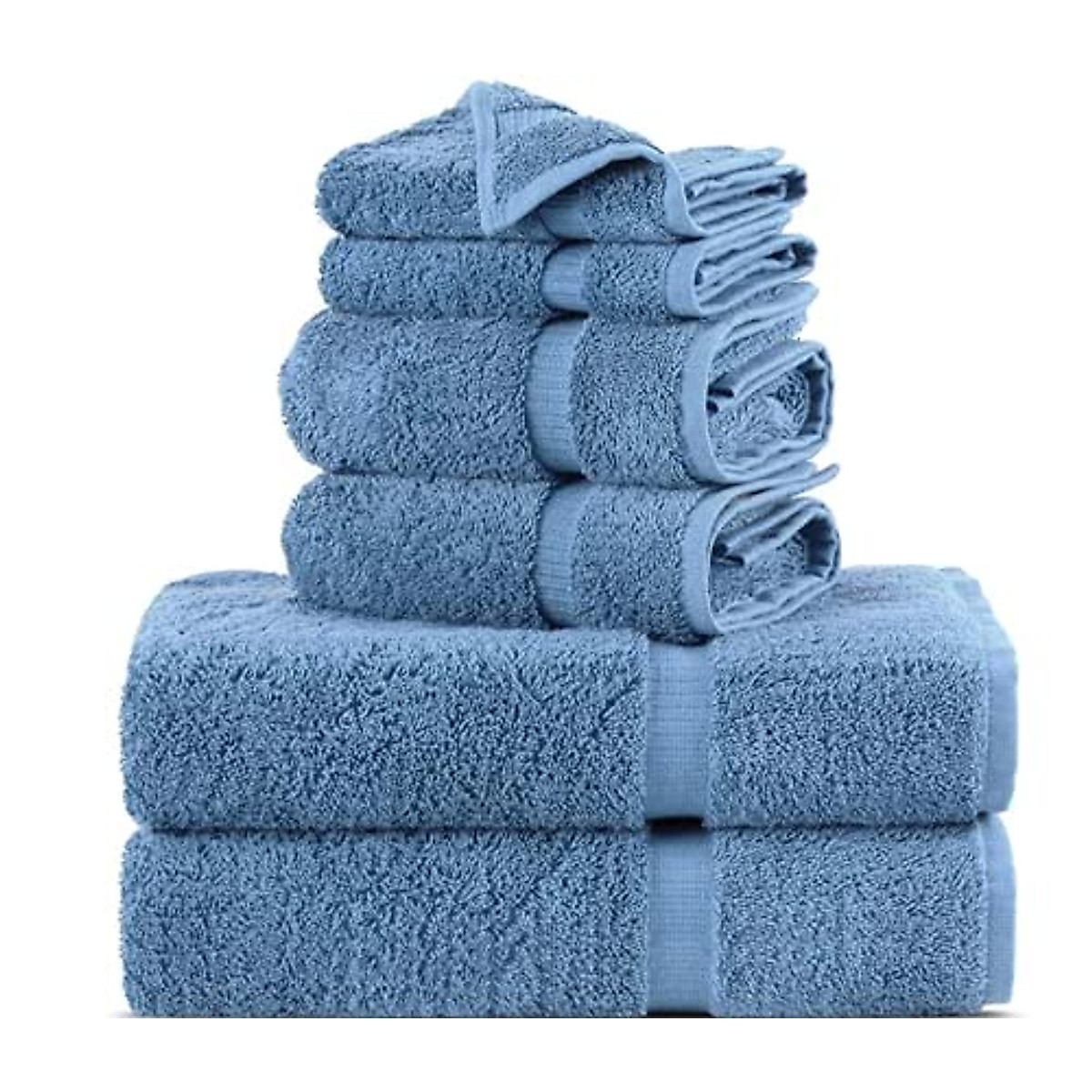 Mainstays Value 10-Piece Towel Set | 100% Light Terry Cotton (Office Blue)