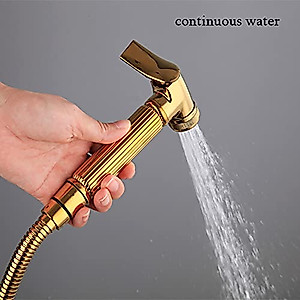 MINJING Handheld Bidet Sprayer for Toilet Wall Mounted Baby Cloth Diaper Sprayer Brass Titanium Gold Toilet Sprayer Single Cold Handheld Sprayer Kit, High Pressure