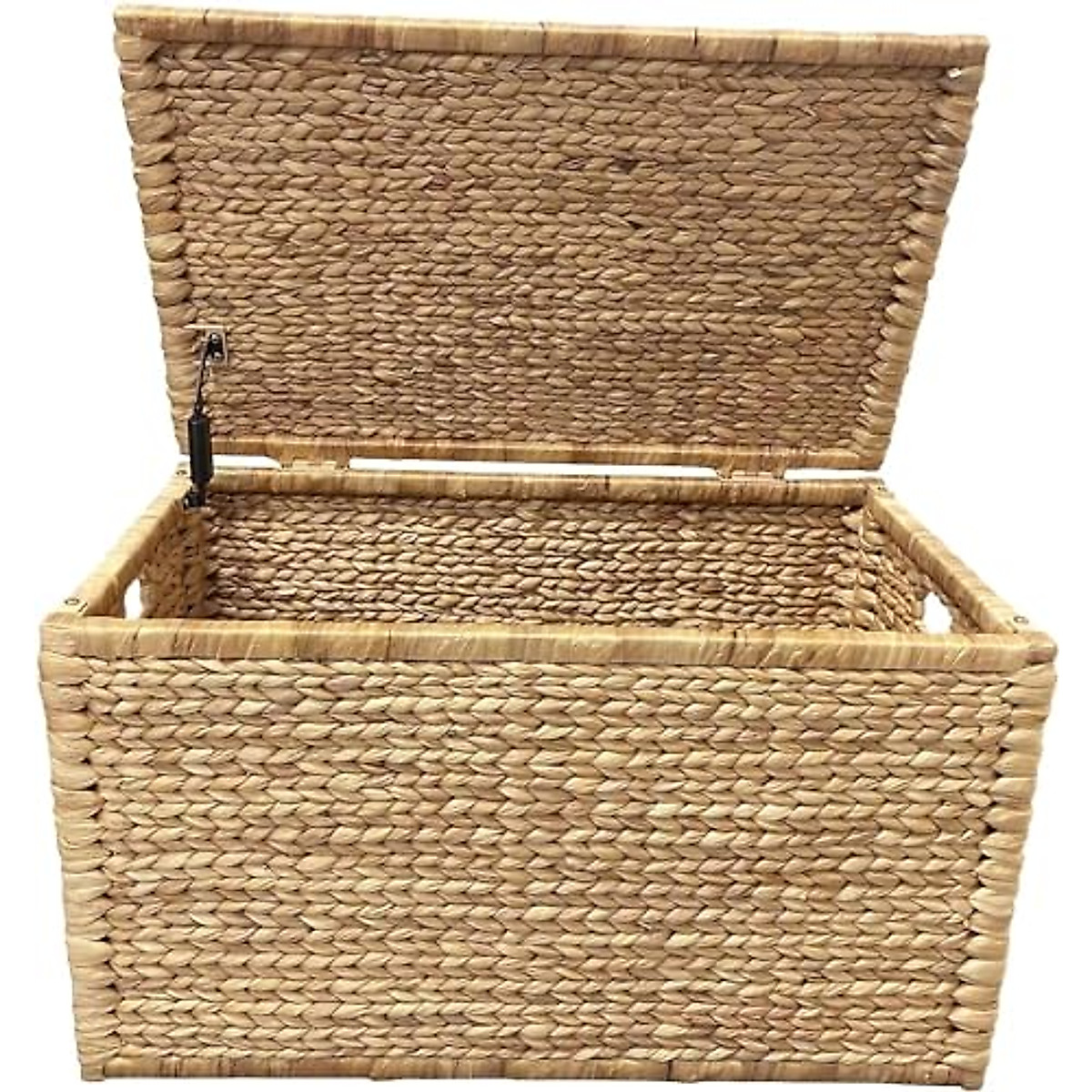 eHemco Heavy-duty Water Hyacinth Wicker Storage Trunk with Metal Frame, 30 by 17.5 by 17.5 Inches, Natural