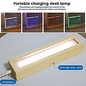 Periodic Table with Real Elements Inside, Transparent Acrylic Specimen Display Board Size 6.3 × 4.7 × 1.1 Inches Periodic Table Ornament for Child Education (with Rechargeable Lantern Base)