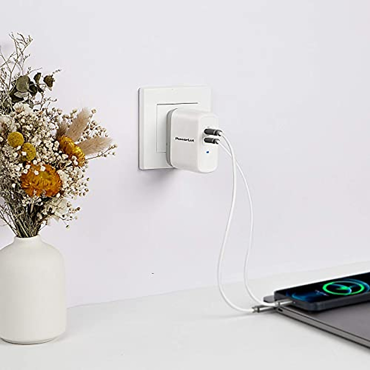 USB C Wall Charger PowerLot 68W 2-Port GaN PD 3.0 USB C Charger, 60W USB C Power Adapter for MacBook Pro, 18w Fast Charger for iPhone 14 pro max,iPhone13 Pro Max,iPhone 12 Pro Max,iPad,iWatch,iPods