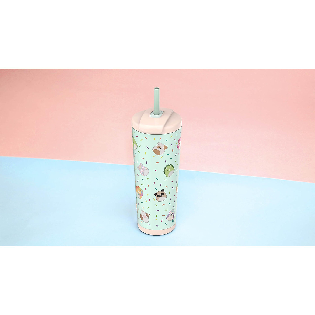 Zak Designs Squishmallows Straw Tumbler for Travel or At Home, 24oz Stainless Steel with Vacuum Insulation and Non-Skid Base (Squishmallows)