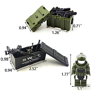 ZHX Weapon Pack Military Accessories Building Block Toys Include NVD Helmet Body Armor E.O.D Suit Camouflage Gun for Army Equipment Gear Sets Compatible with Mini Figure of Major Brand