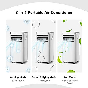 PETSITE Portable Air Conditioner, 8000 BTU AC Cooling Unit with Remote Control, 3-in-1 Air Conditioners with Dehumidifying, Fan & Air Cooler Function, Cools Up to 230 sq.ft