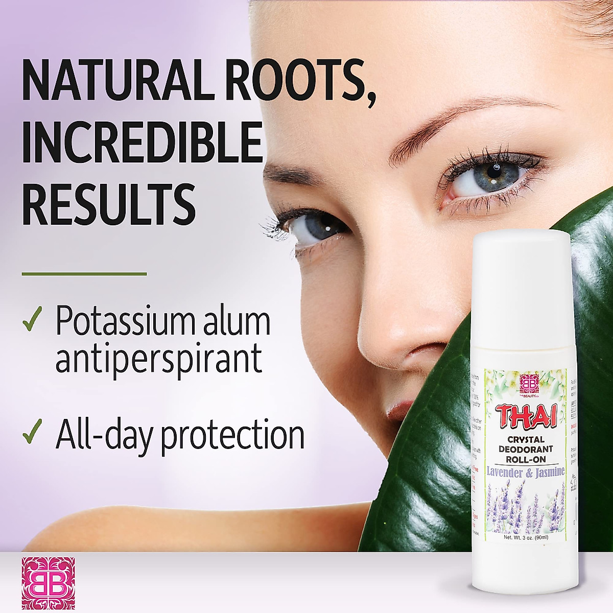 Thai Crystal Deodorant Stone Stick – Potassium Alum All Natural Deodorant for Women & Men – 2.125 Oz. Stick without Animal Testing or Chemicals by The Beauty Box