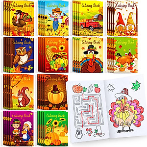 BenLouis 24 Pcs Fall Mini Coloring Books Fall Harvest Party Favors Thanksgiving Activity Book Bulk for Kids Autumn Pumpkin Birthday Thanksgiving Party Favor Goodie Bag Gift Stuffer Classroom Supplies