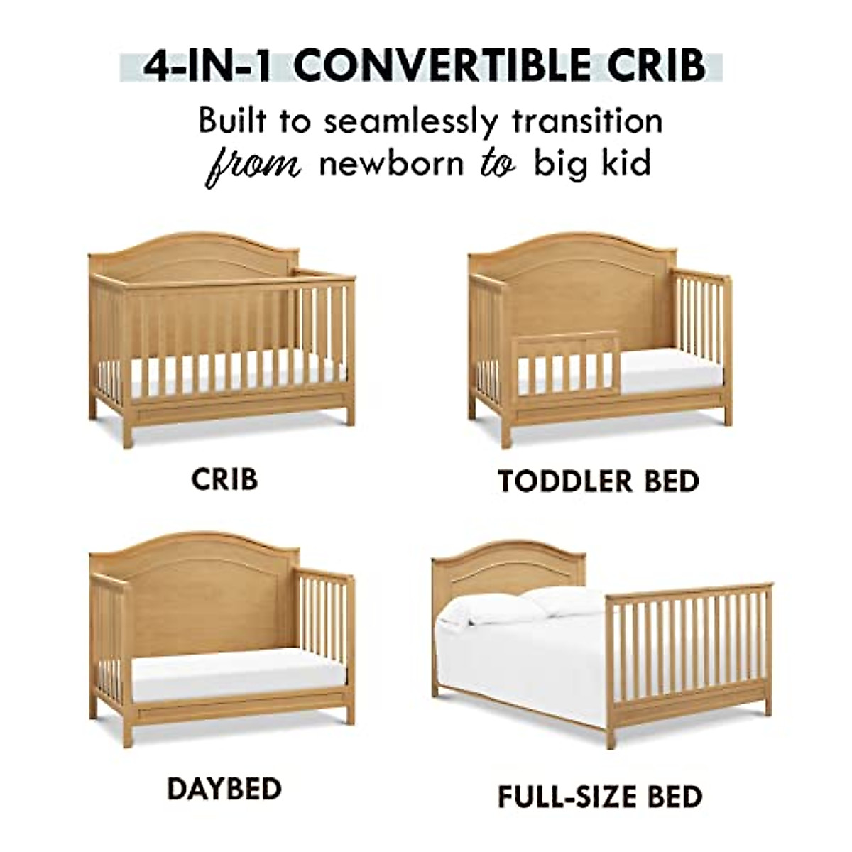DaVinci Charlie 4-in-1 Convertible Crib in Honey | Greenguard Gold Certified
