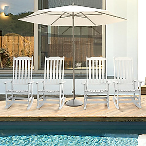 Mguio Outdoor Rocking Chairs Set of 2, Porch Rocker with High Back, Patio Rockers Set of 2, HDPE Weather Resistant Rocking Chairs for Patio, Garden, Backyard, 380lb