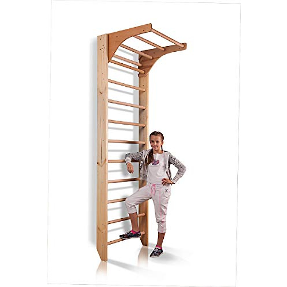 Dani Active Wall Bars with Dip Bars CM-01-220, 87 in Wooden Swedish Ladder Set: Adjustable Pull Up and Dip Bars for Training and Physical Therapy - Used in Homes, Gyms, Clinic, and Schools