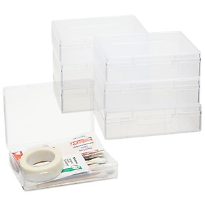 Okuna Outpost 6 Pack Small Clear Plastic Storage Boxes with Lids for School Crafts, TGC Trading Cards Game Travel Cases, 3.7 x 2.5 in