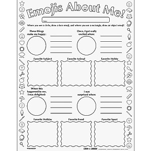 Really Good Stuff Ready-To-Decorate Emojis About Me Posters - 24 posters