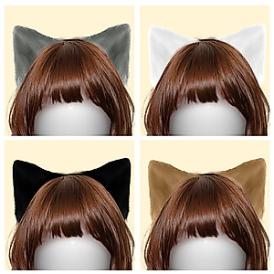 anpiwshjo Fox Cat Wolf Rat Ears Headband, Halloween Furry Headband, Animal Ears Headband, Halloween Christmas Cat Costumes Cosplay Party for Women Men Adult (Black)