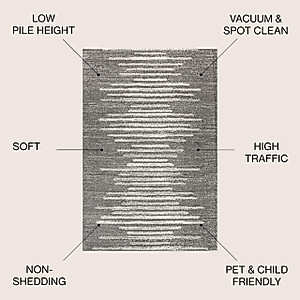 JONATHAN Y MOH205B-8 Aya Berber Stripe Geometric Indoor Farmhouse Area-Rug Bohemian Minimalistic Striped Easy-Cleaning Bedroom Kitchen Living Room Non Shedding, 8 X 10, Gray,Cream