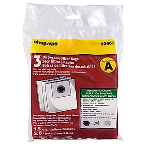 Shop-Vac 9066700 Genuine 1.5 Gallon All Around Collection Bag, Vacuum Collection Bags, (3 Pack)
