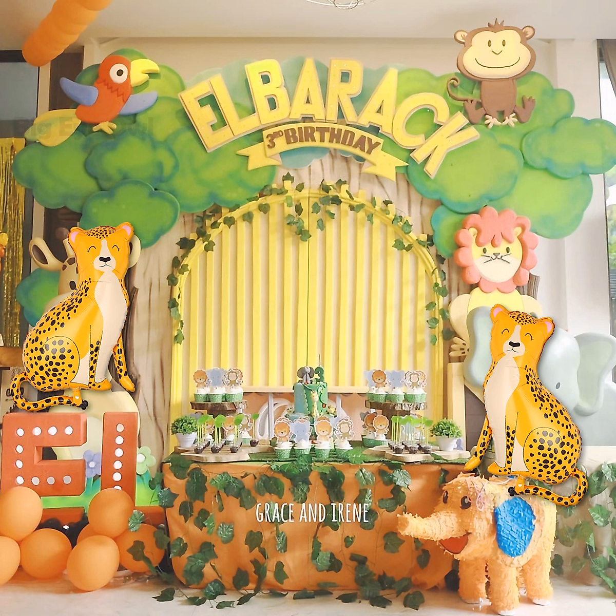 Giant Leopard Foil Balloons Jungle Safari Animal Birthday Party Decorations Mylar Balloon For Boy Kids Wild One Theme Birthday Party Decor Baby Shower Zoo
