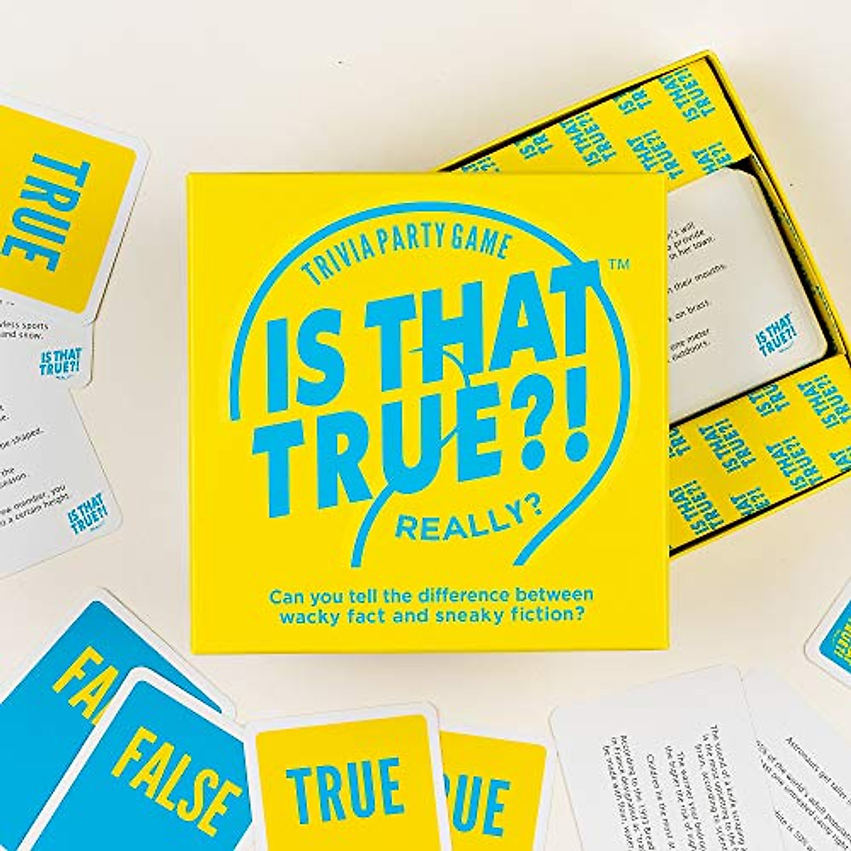 Hygge Games is That True?! – Can You Tell The Difference Between Wacky fact and Sneaky Fiction? – Trivia Party Game, Yellow (21125)