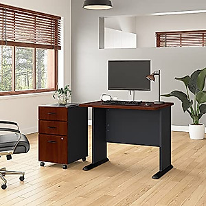 Bush Business Furniture Series A 36W Desk with Mobile File Cabinet in Hansen Cherry and Galaxy