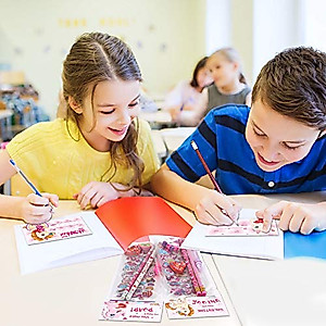 48 Pack Valentine's Day Stationery Favor Bags Self-adhesive Cellophane Plastic Cello Present Bags with Cute Bag Toppers for Kids Valentine Party Classroom Exchange Presents Party Wrapping Supplies