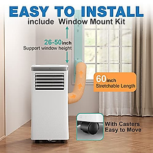 Joy Pebble Portable Air Conditioner 8000 BTU for Small Room, 3-in-1 AC Unit with Fan & Dehumidifier Cools 350 sq. ft, Energy Saving Portable AC with ECO Mode, 2 Fan Speeds, Auto Swing, 24H On/Off Timer, Full-Function LED Remote Control