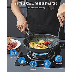 Induction Cookware Set 10 Pieces, Nonstick Pots and Pans Set with Detachable Handles, for All Hobs, Stackable Design, Dishwasher/Oven Safe