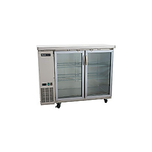 PEAKCOLD 2 Glass Door Commercial Back Bar Cooler; Stainless Steel Under Counter Refrigerator; 48" W